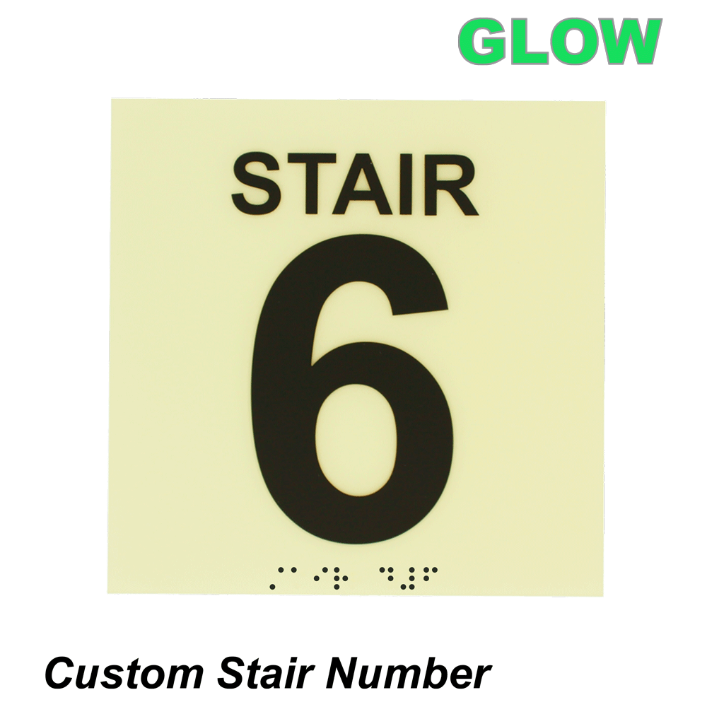 Stair Custom With Braille Sign NHE-18661 Floor / Level Numbers