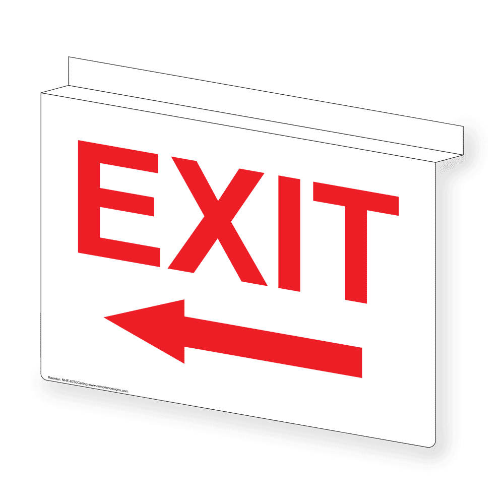 Exit With Left Arrow Sign NHE-6760Ceiling Enter / Exit