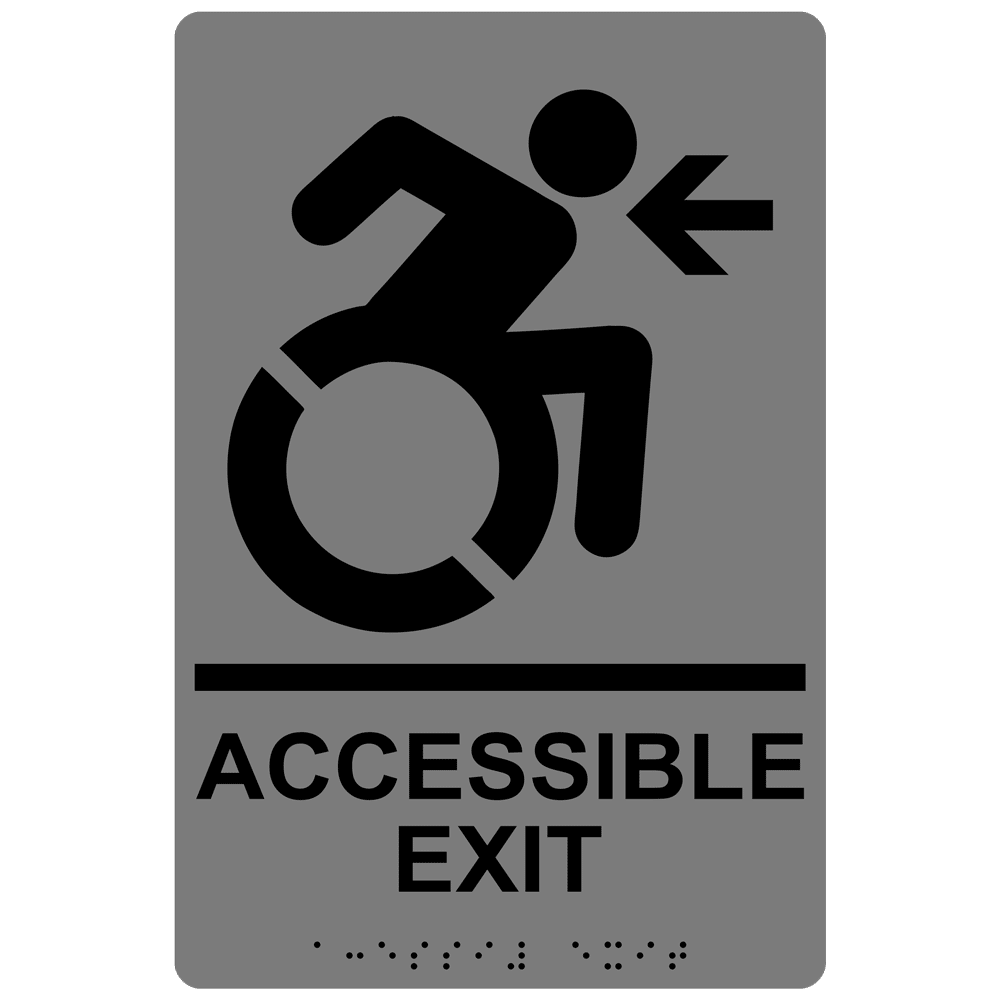 Portrait Accessible Exit Braille Sign RRE 14759R BLKonGray