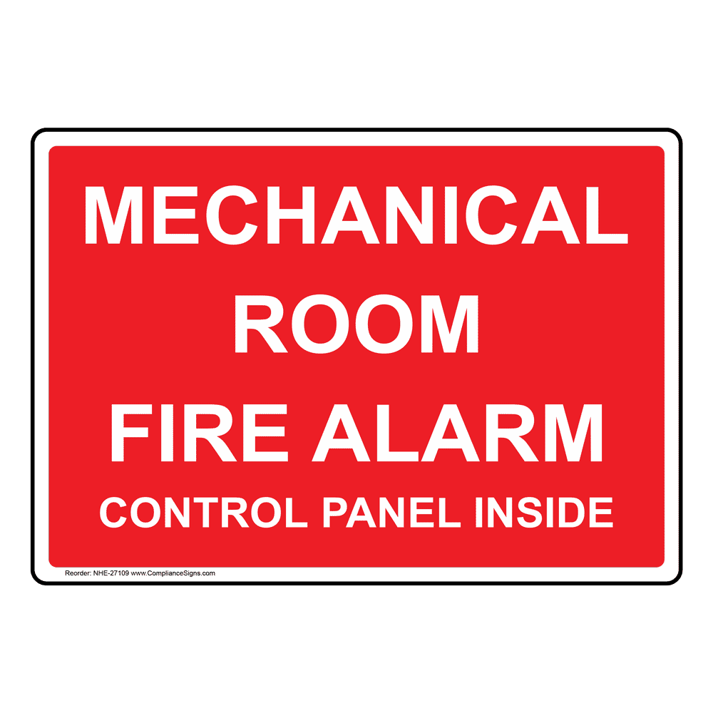 Portrait Mechanical Room Fire Alarm Control Sign NHEP-27109