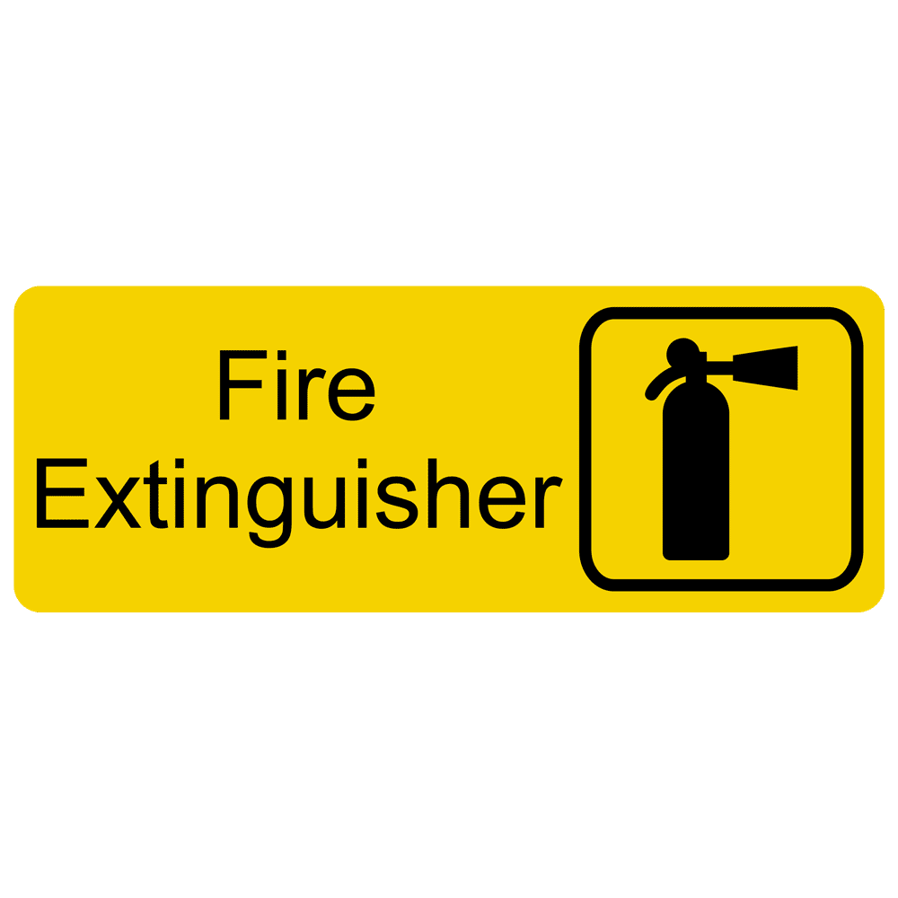 Fire Extinguisher Engraved Sign EGRE-345-SYM-BLKonYLW