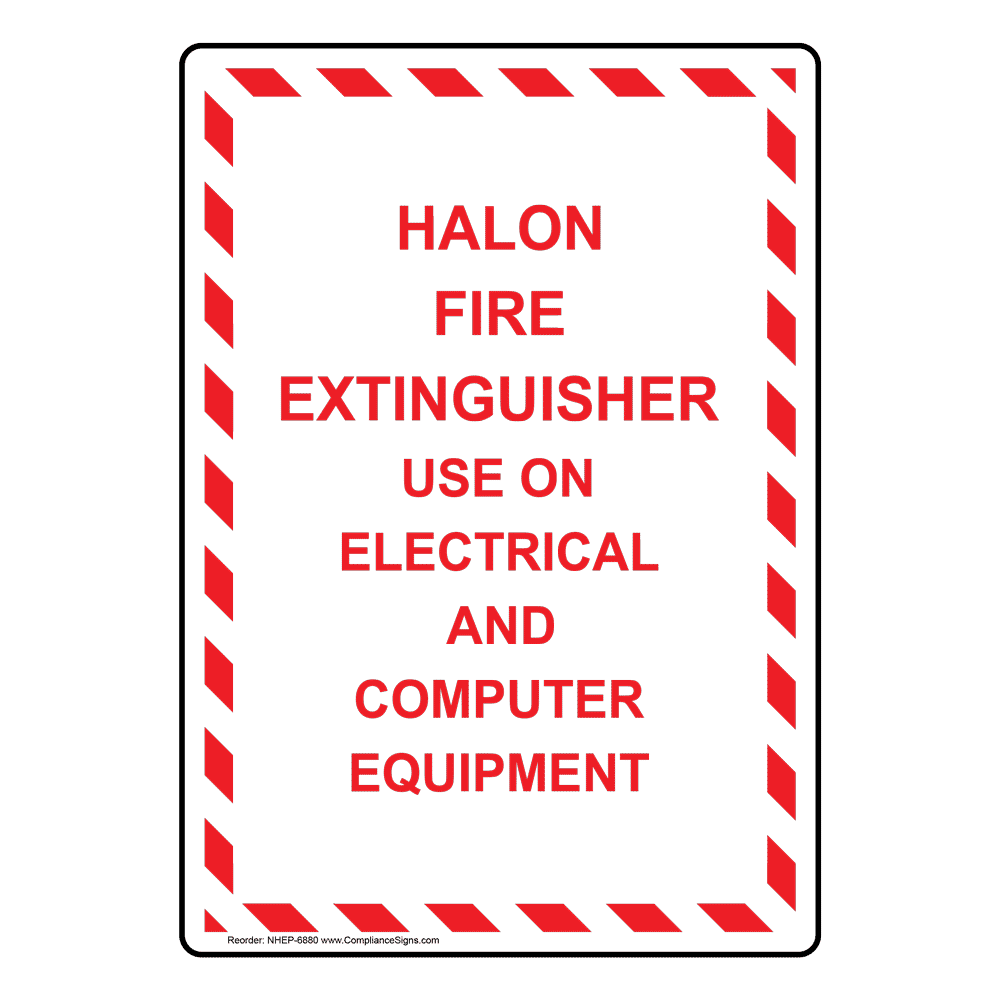 Portrait Halon Fire Extinguisher Sign NHEP-6880