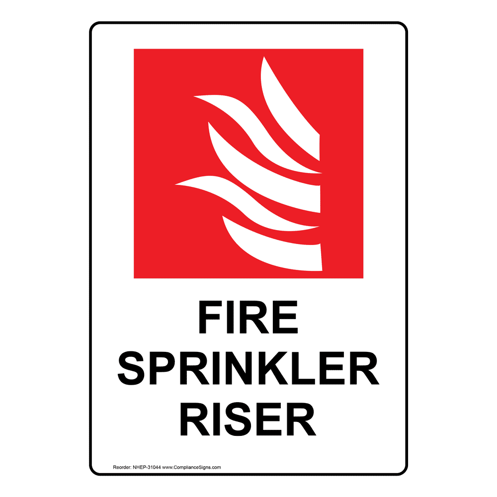 Portrait Fire Sprinkler Riser Sign With Symbol NHEP-31044
