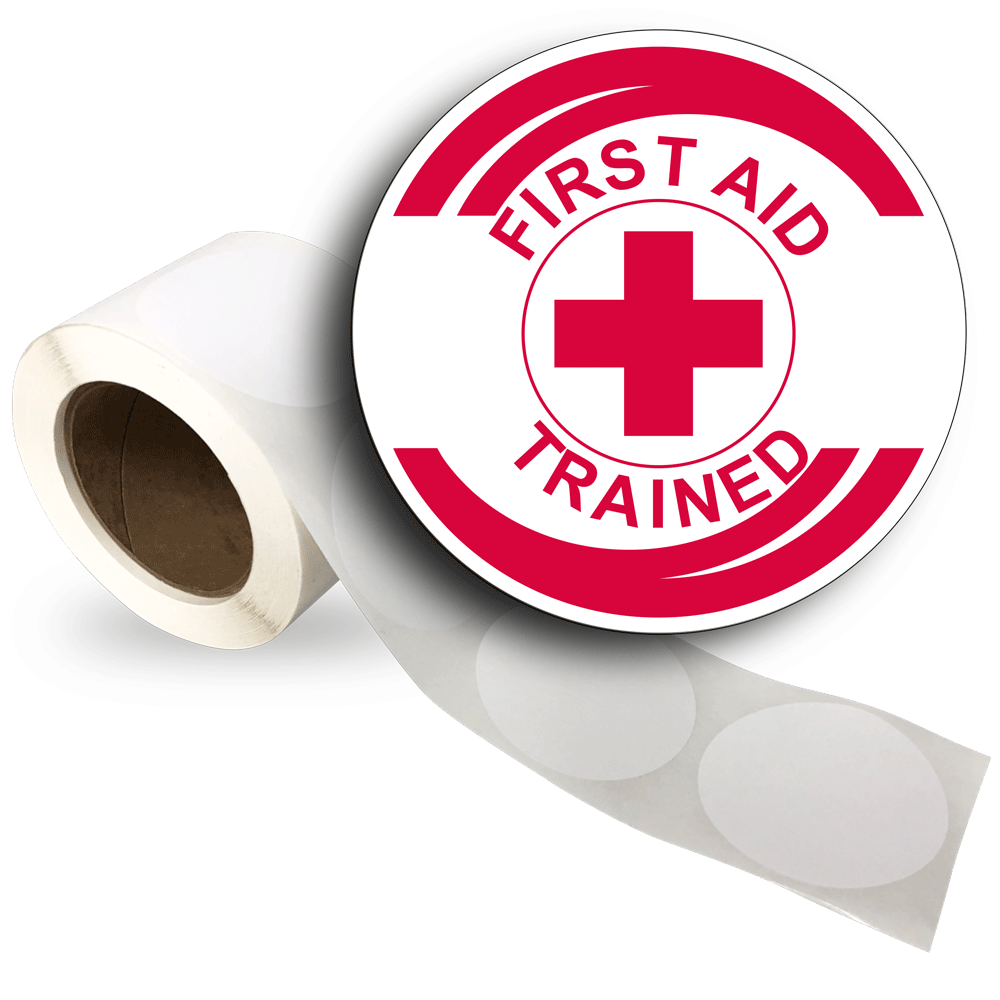 First Aid Trained Roll Label With Symbol LDRE-18927