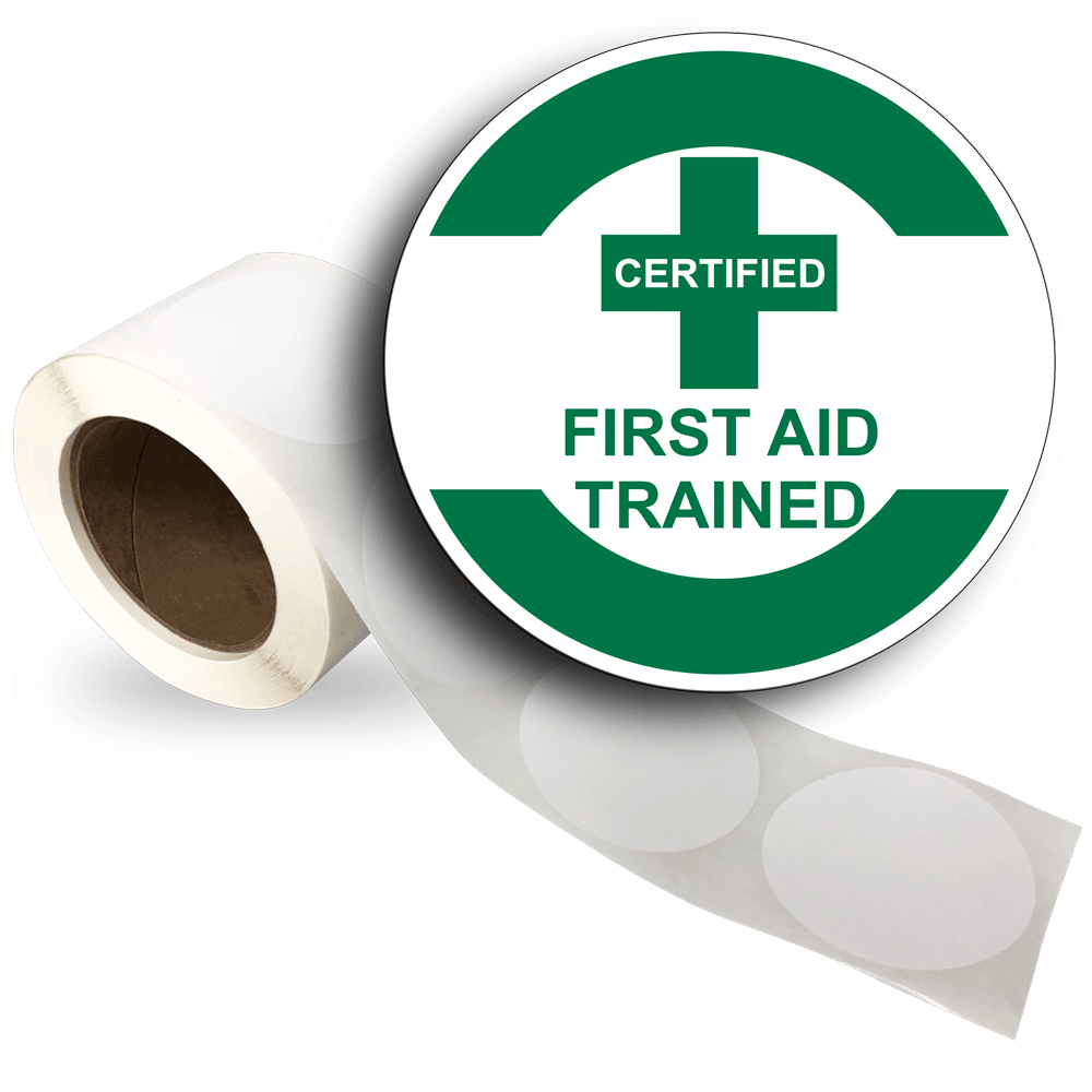 Certified First Aid Trained Roll Label With Symbol LDRE-19141