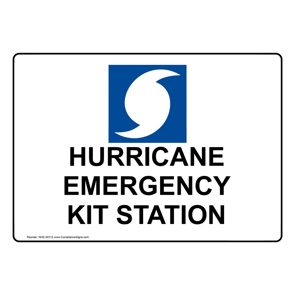 Hurricane Emergency Kit Station Sign With Symbol NHE-50112