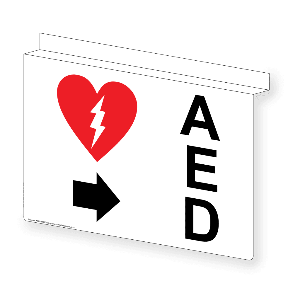 AED With Right Arrow Sign NHE-9439Ceiling Emergency Response