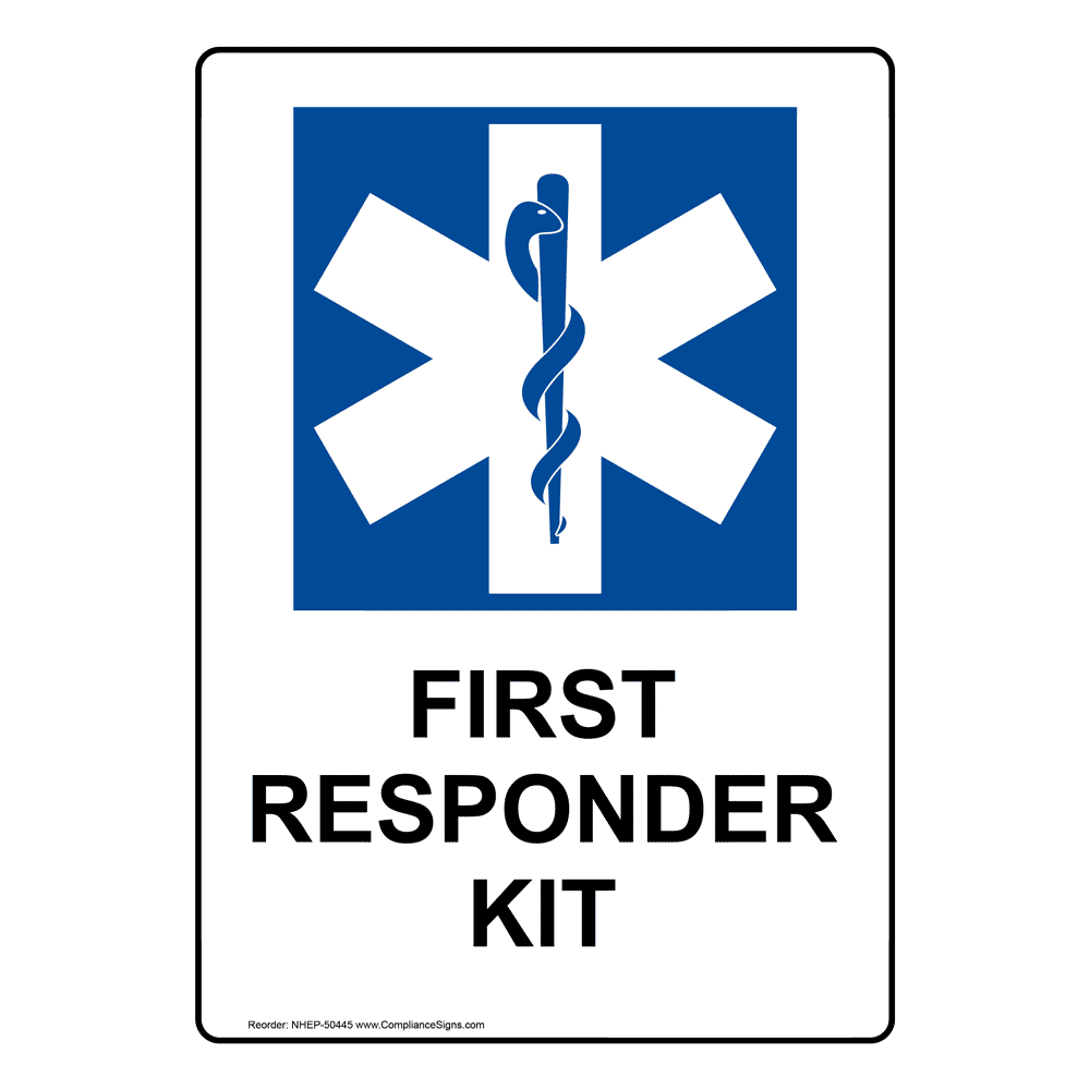 Portrait First Responder Kit Sign With Symbol NHEP-50445