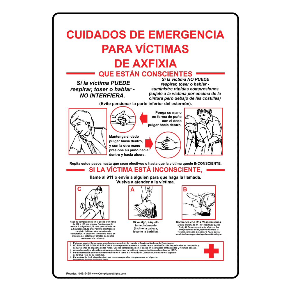 Emergency Care For Choking Sign NHE-9435 Emergency Response