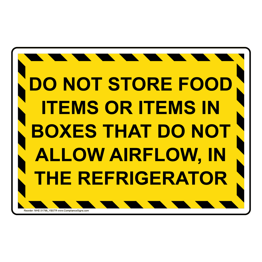 Do Not Store Food Items Or Items In Boxes Sign NHE-31798_YBSTR