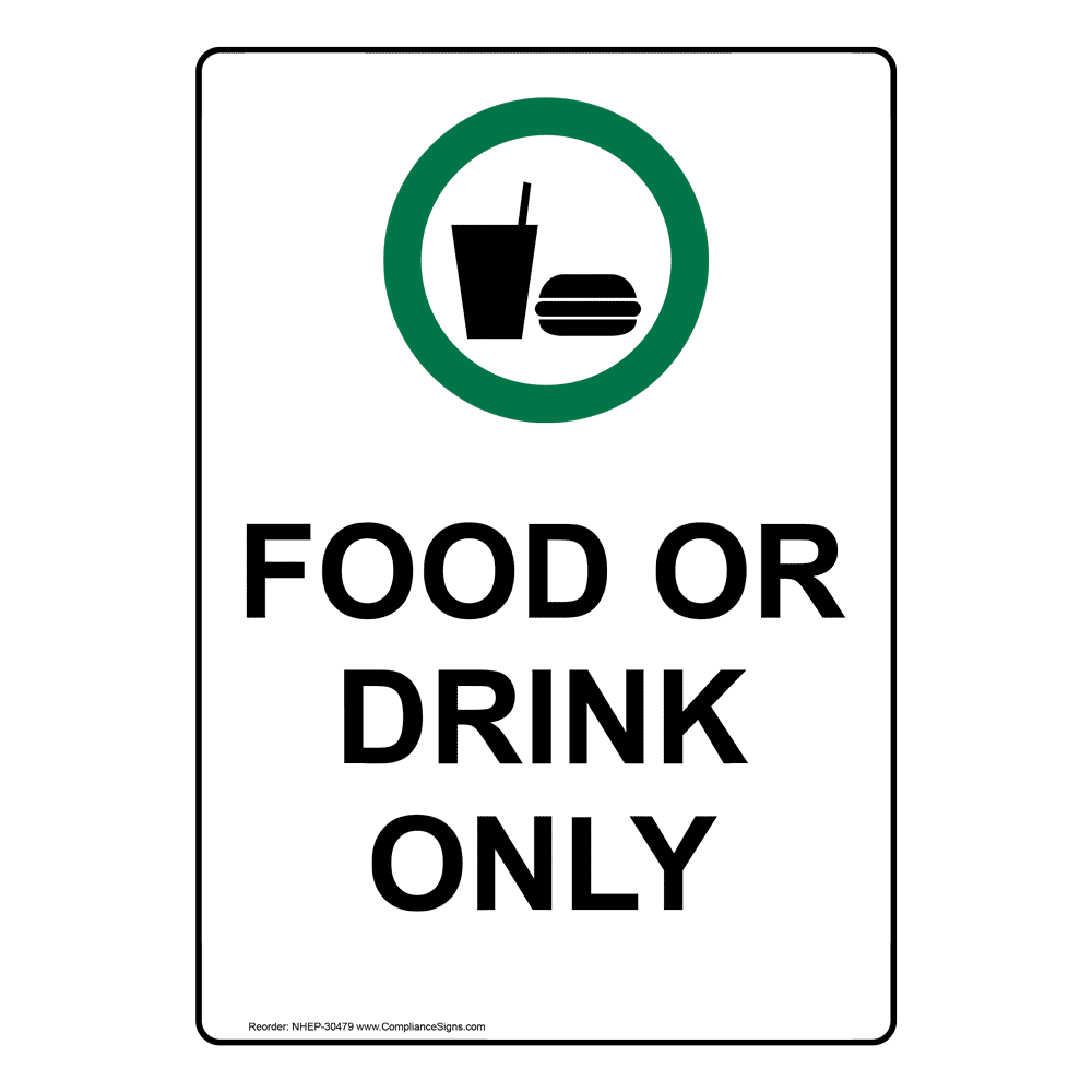 Portrait Food Only Refrigerator Sign With Symbol NHEP-30478