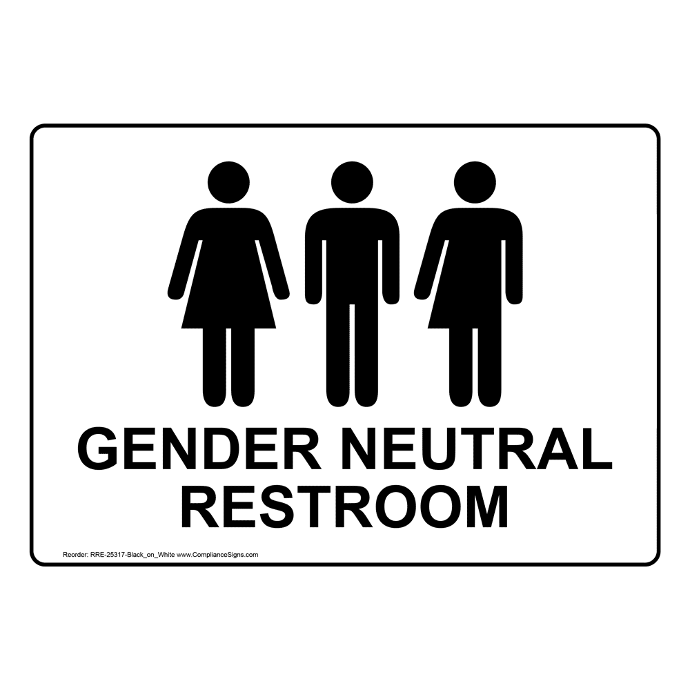 White Gender Neutral Restroom Sign With Symbol RRE-25317-Black_on_White
