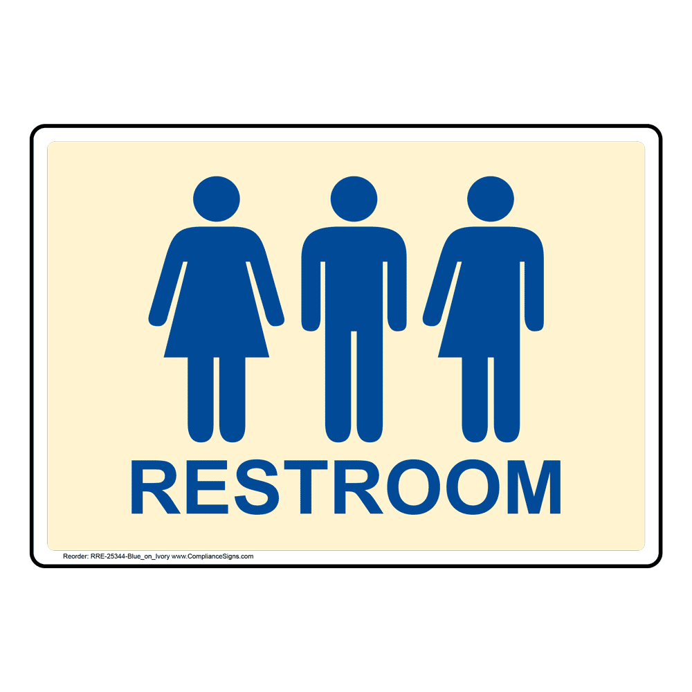 Ivory Restroom Sign With Gender Neutral Symbol Rre 25344 Blueonivory