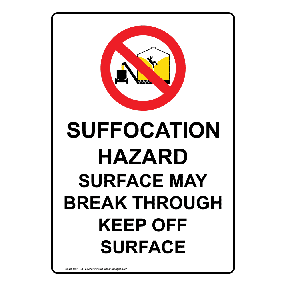 Portrait Suffocation Hazard Surface Sign With Symbol NHEP-25373