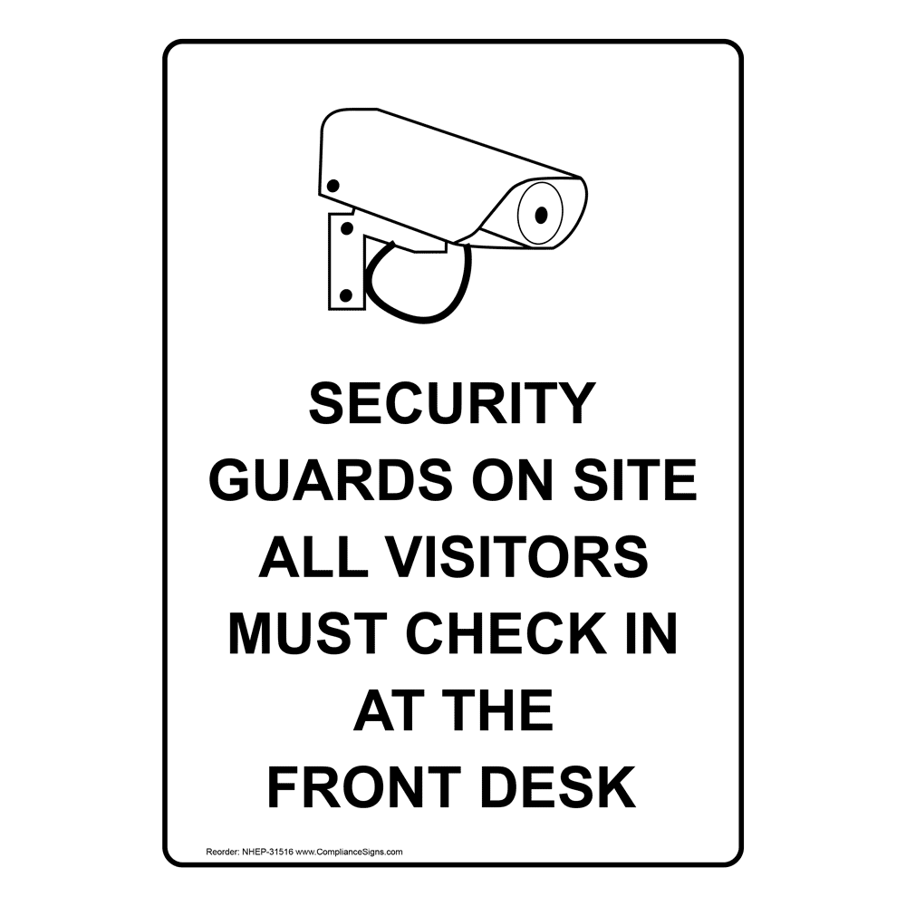 Portrait Security Guards On Site Sign With Symbol NHEP-31516