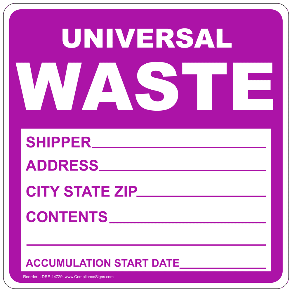Universal Waste Shipper Address City State Roll Label LDRE-14731