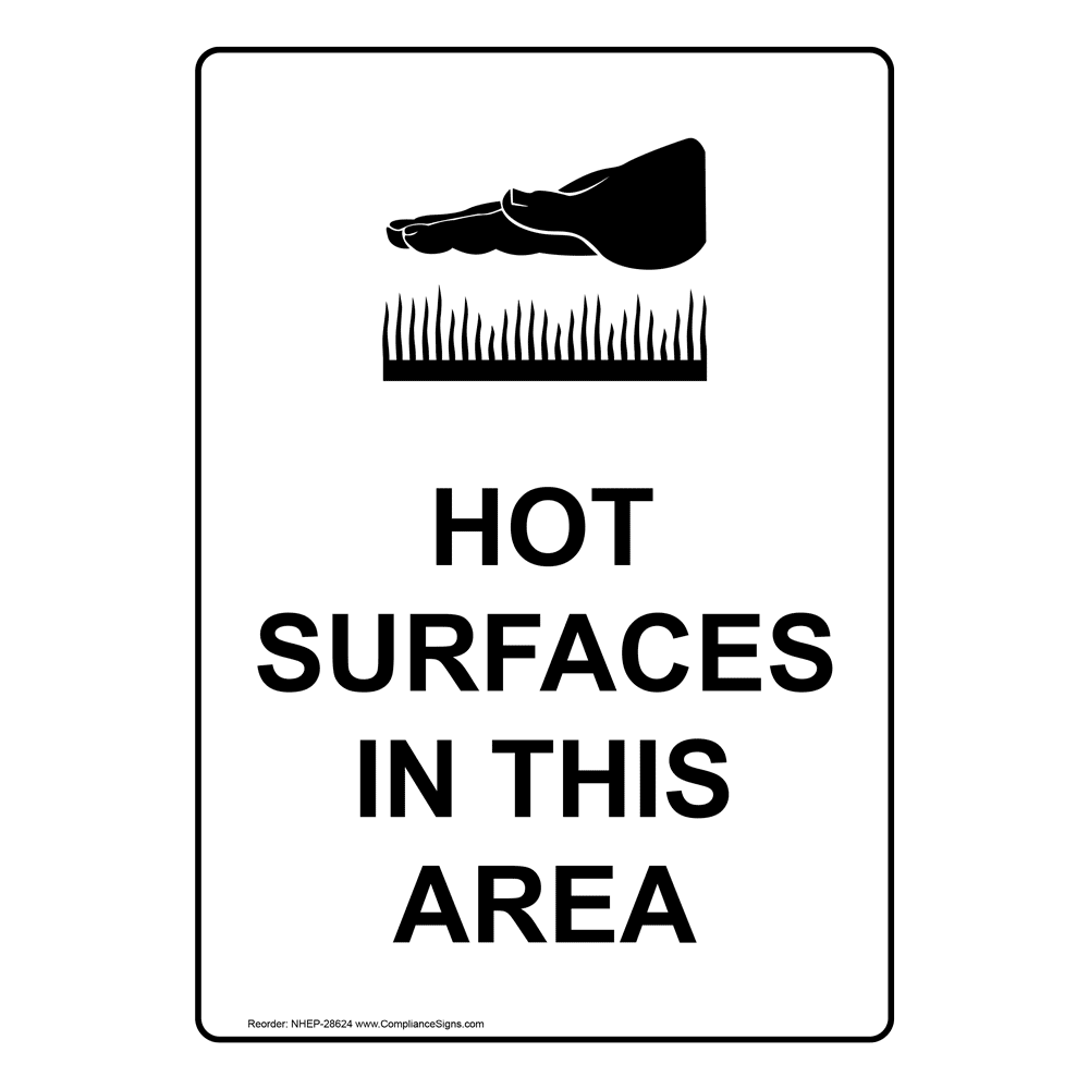 Portrait Hot Surfaces In This Area Sign With Symbol NHEP-28624