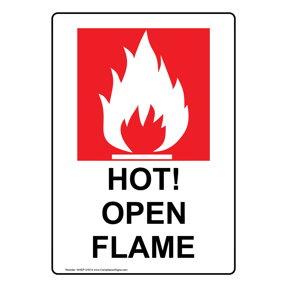Portrait Hot! Open Flame Sign With Symbol NHEP-31614