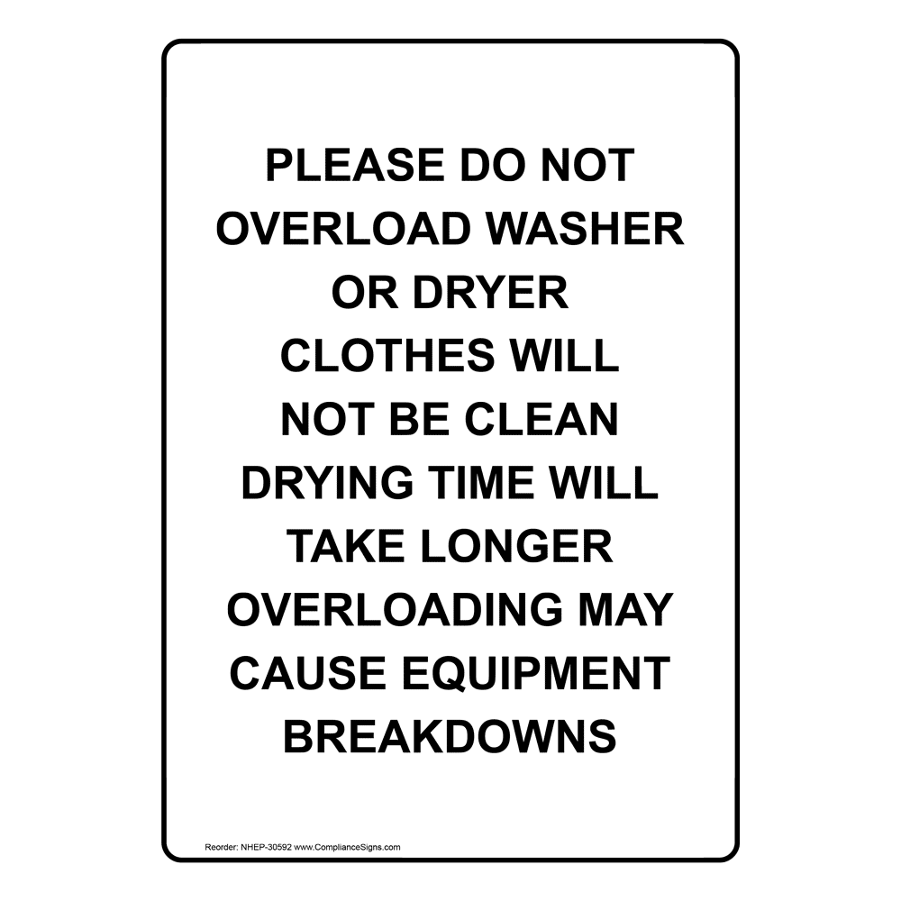 Portrait Please Do Not Overload Washer Sign NHEP-30592