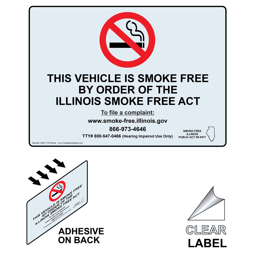This Vehicle Is Smoke Free Label NHE-7178-Illinois No Smoking