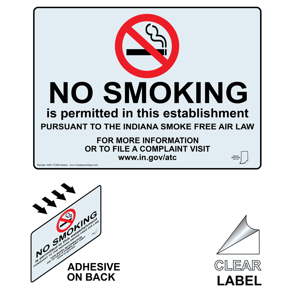 No Smoking In This Establishment Label NHE-17286-Indiana No Smoking