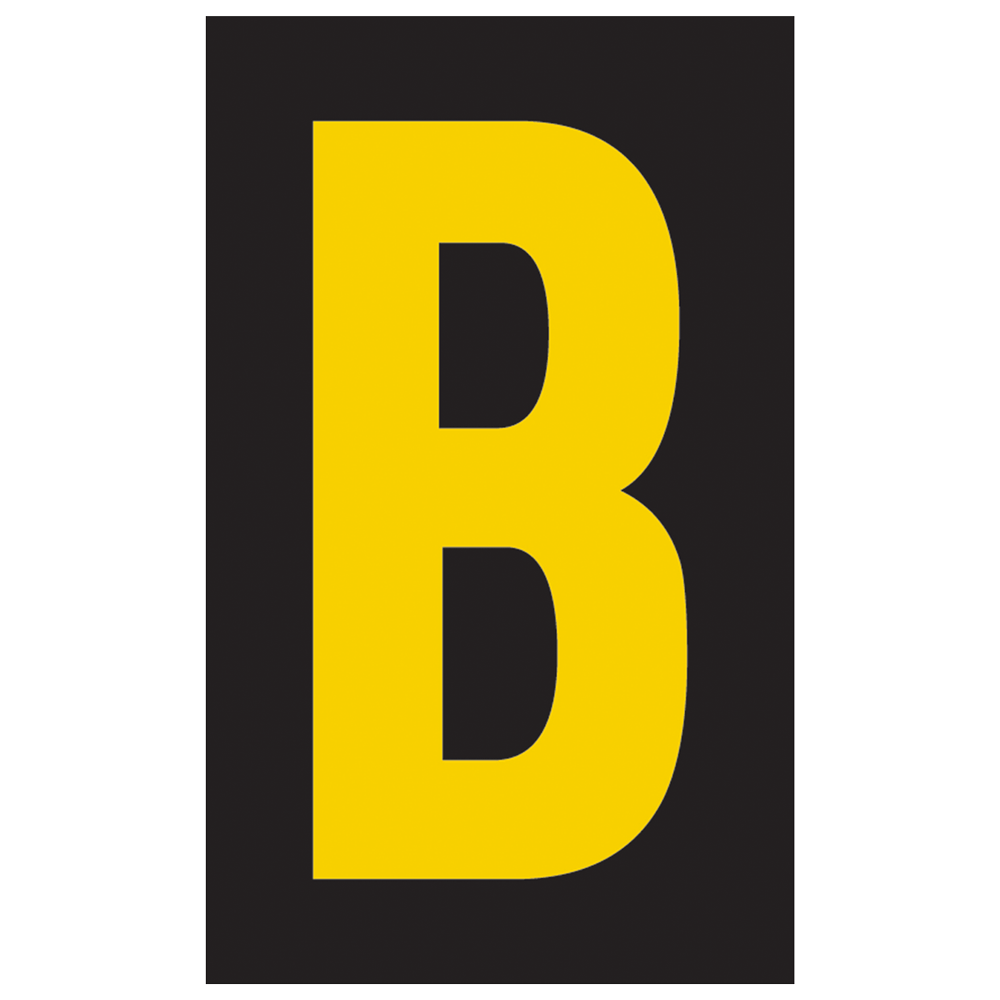Letter B Reflective Label - Yellow-on-Black - 2 Sizes - CS226333