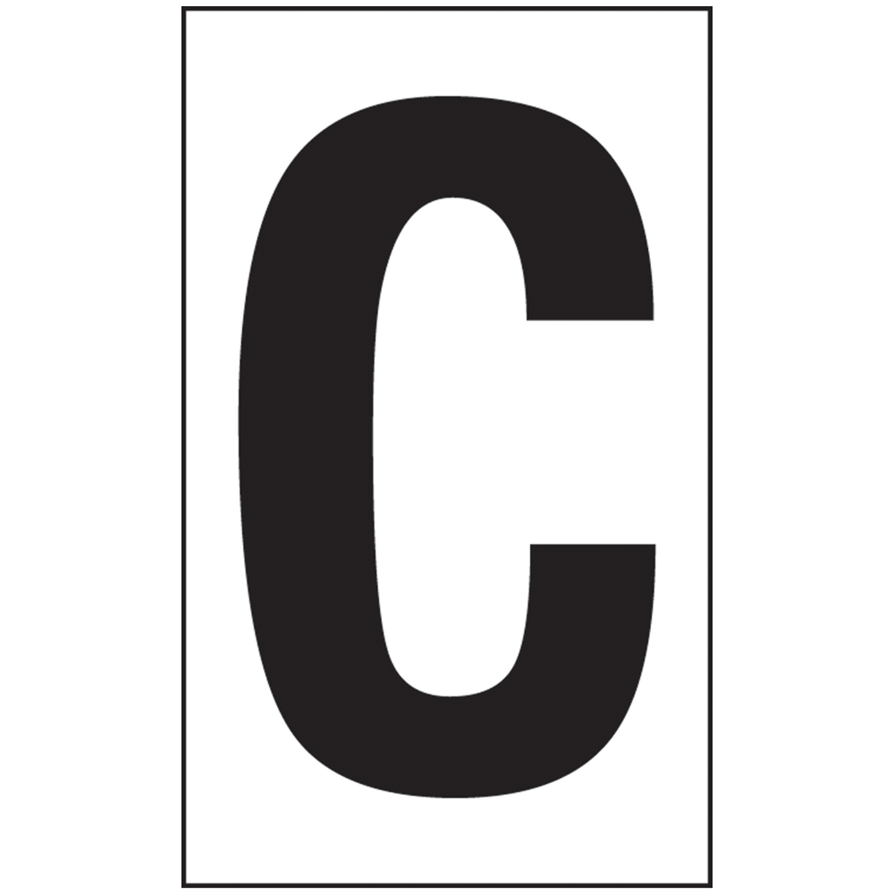 Black-on-White Letter C Reflective Label - 2 Sizes - CS617708