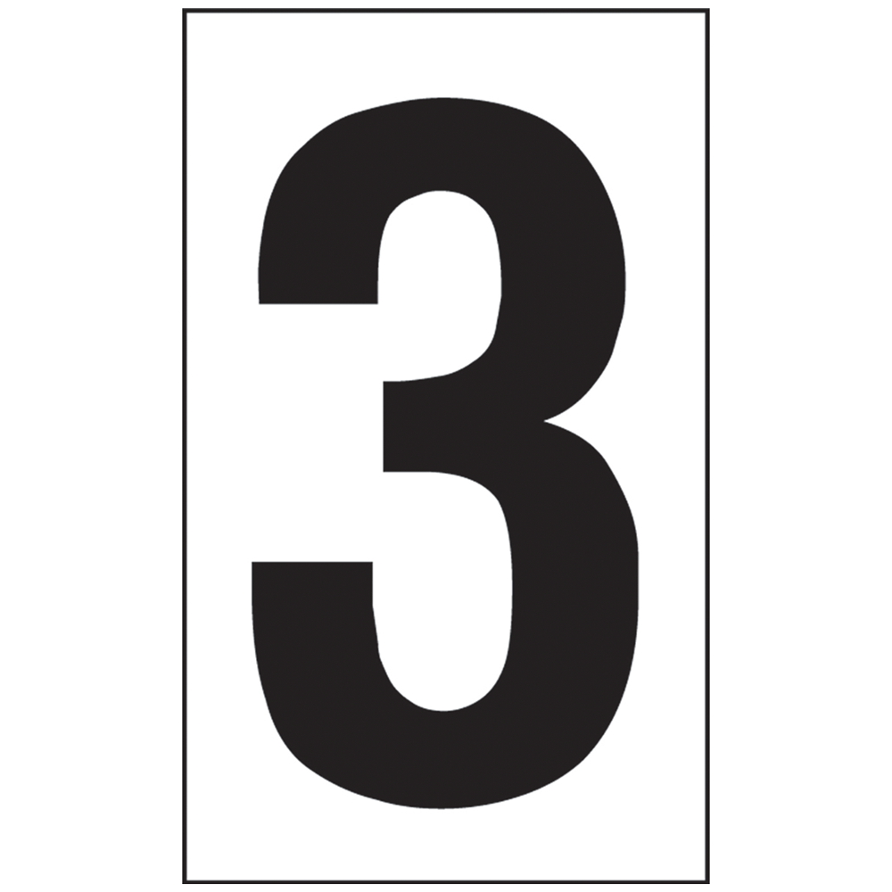 Black-on-White Number 3 Reflective Label - 2 Sizes - CS709877