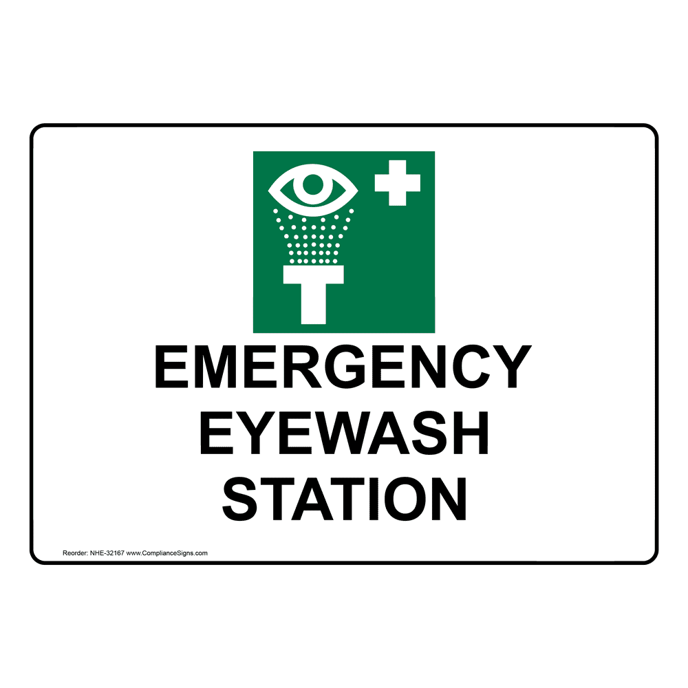 Emergency Eyewash Station Sign With Symbol NHE-32167
