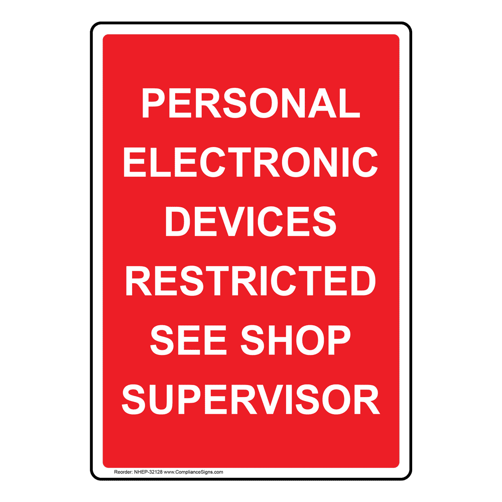 Portrait Personal Electronic Devices Restricted Sign NHEP-32128