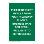 Medication Refills Safety Signs from ComplianceSigns.com