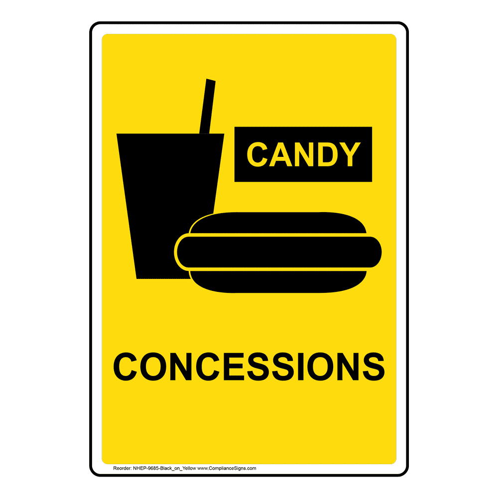 Portrait Concessions Sign With Symbol NHEP-9685-Black_on_Yellow