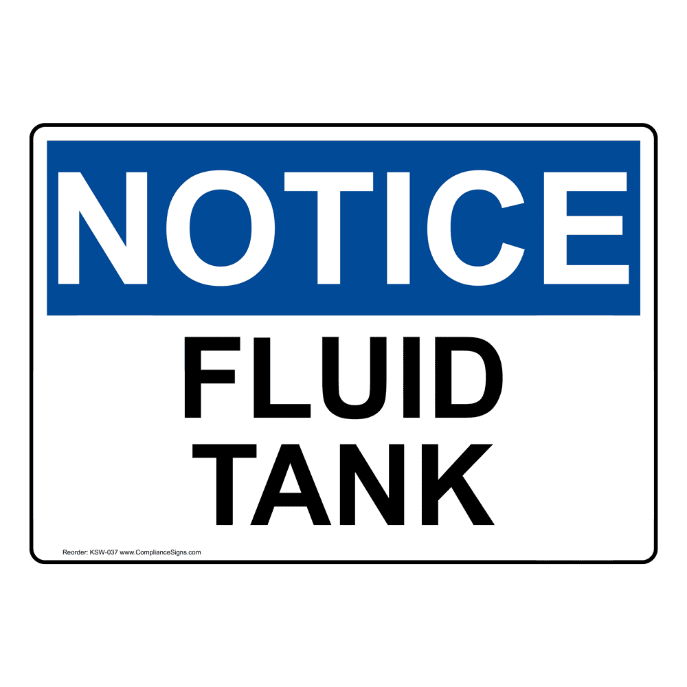 OSHA Fluid Tank Label KSW-037
