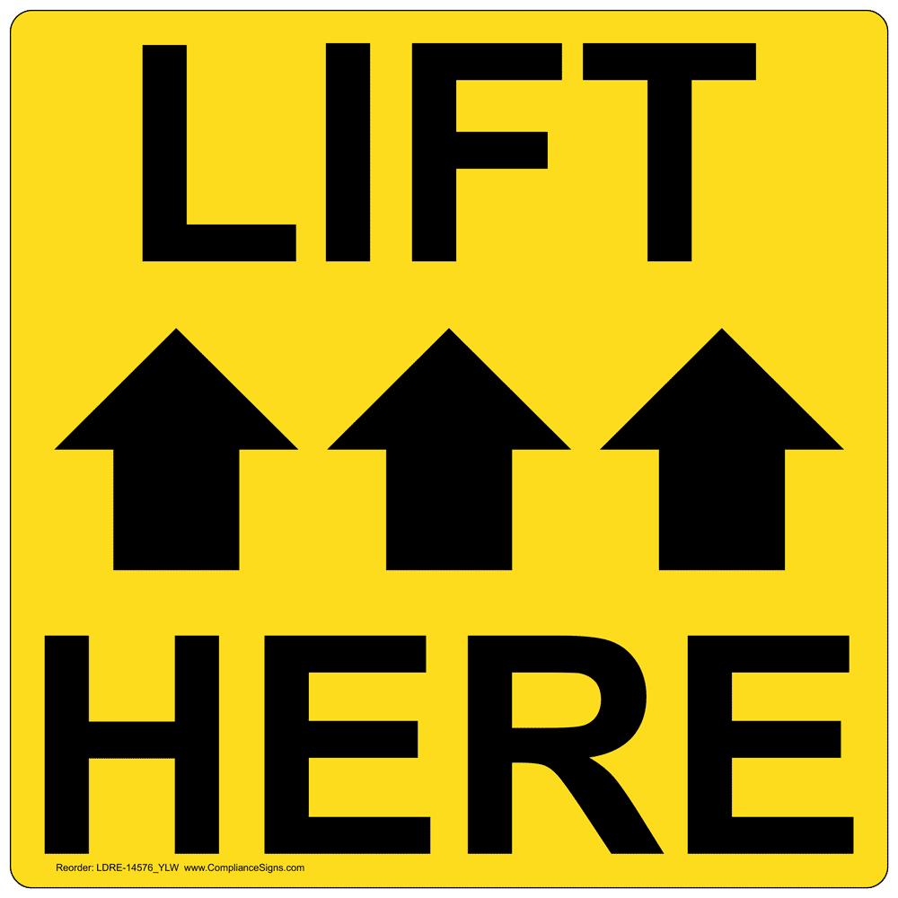 Lift Here [With Up Arrows] Roll Label With Symbol LDRE-14576_YLW