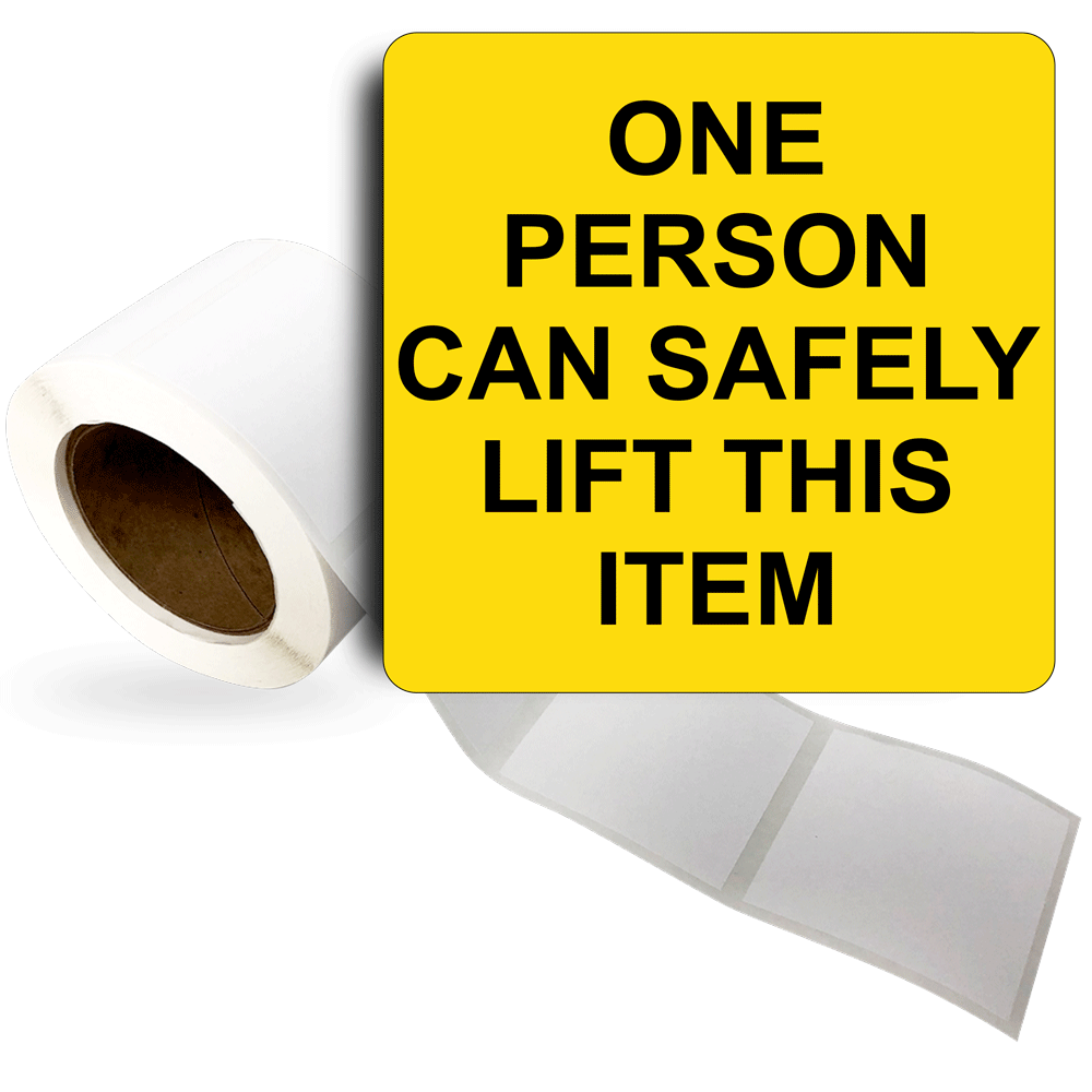 One Person Can Safely Lift This Item Roll Label LDRE-15519_YLW