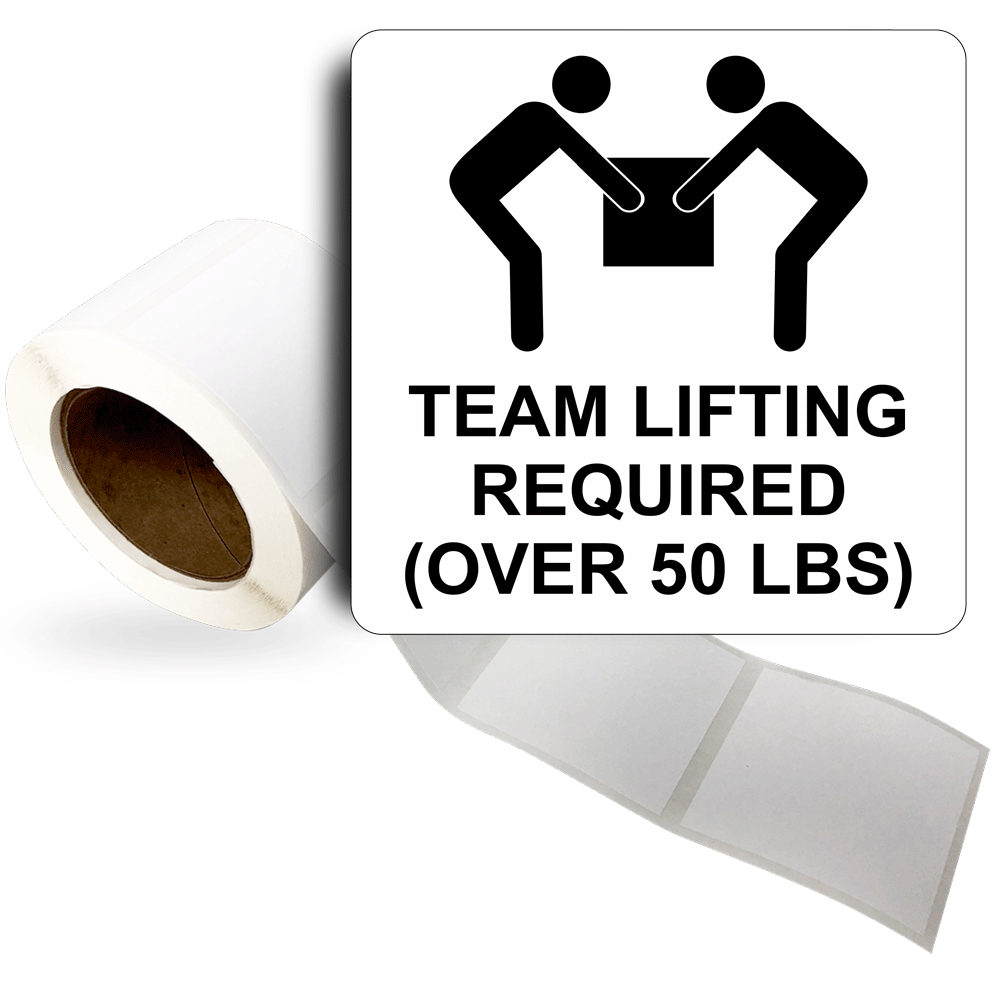 Team Lifting Required (Over 50 Lbs) Roll Label With Symbol LDRE-26873