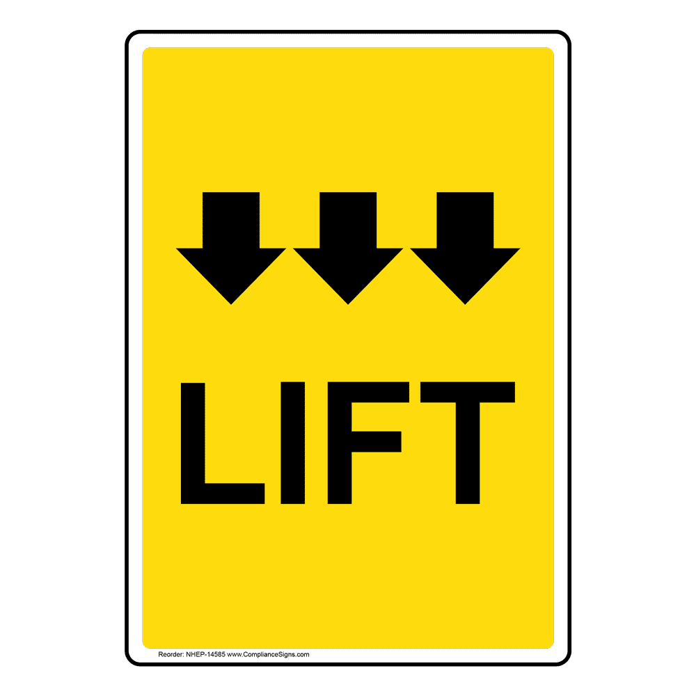 Portrait Lift [With Down Arrows] Sign With Symbol NHEP-14585