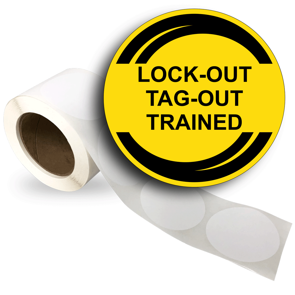 Lock-Out Tag-Out Trained Roll Label LDRE-18958_YLW