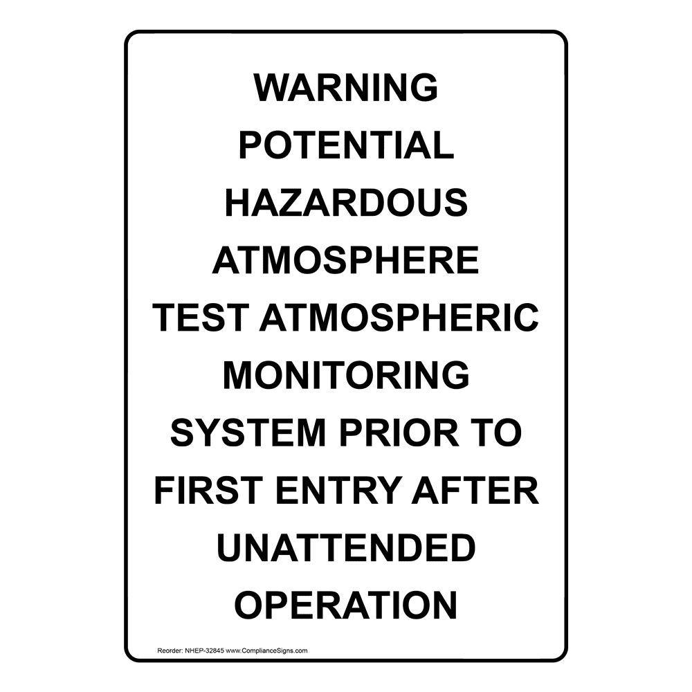 Portrait Warning Potential Hazardous Atmosphere Sign NHEP-32845
