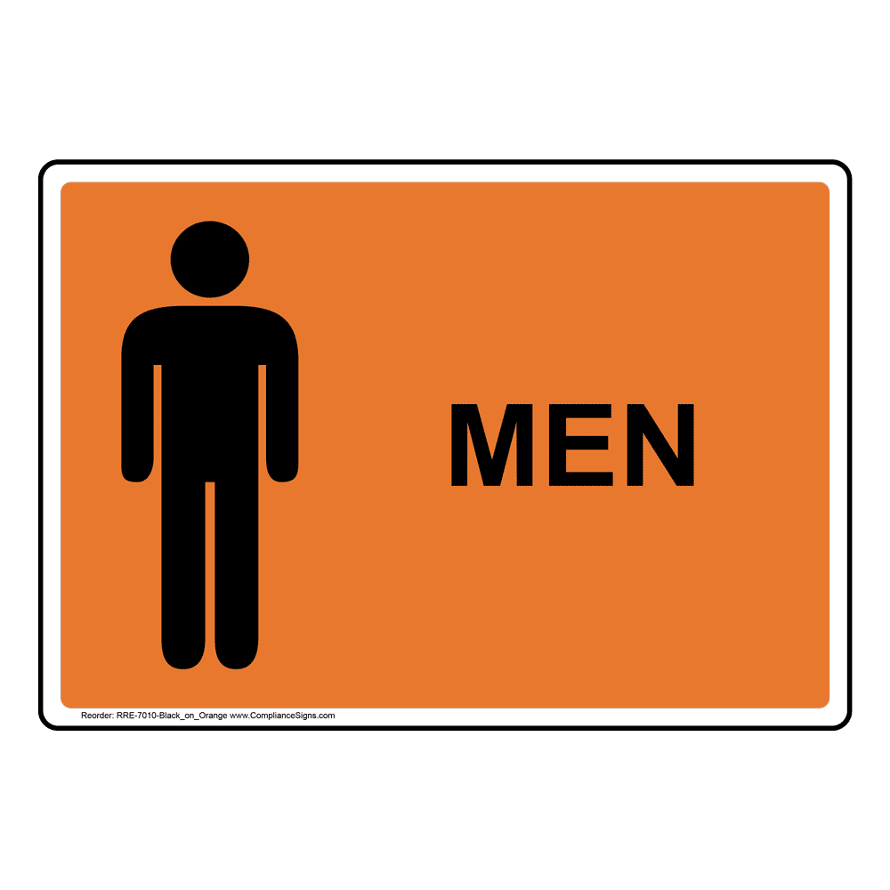 Orange Men Restroom Sign With Symbol RRE-7010-Black_on_Orange