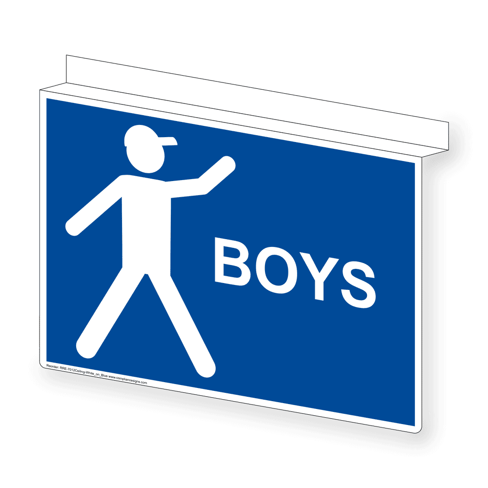 Boys White on Blue Sign RRE-7012Ceiling-WHTonBLU Mens / Boys