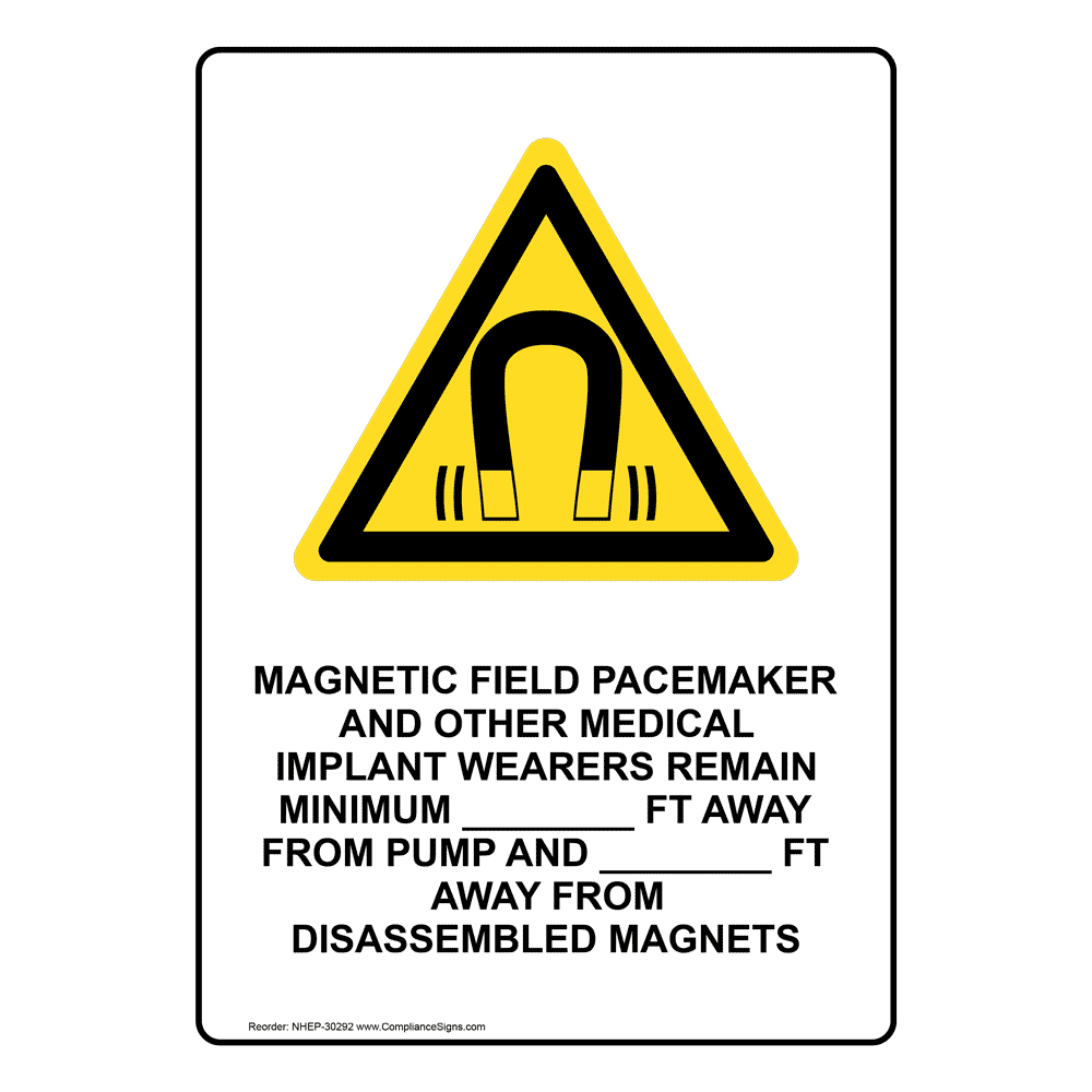 Portrait Magnetic Field Pacemaker Sign With Symbol NHEP-30292