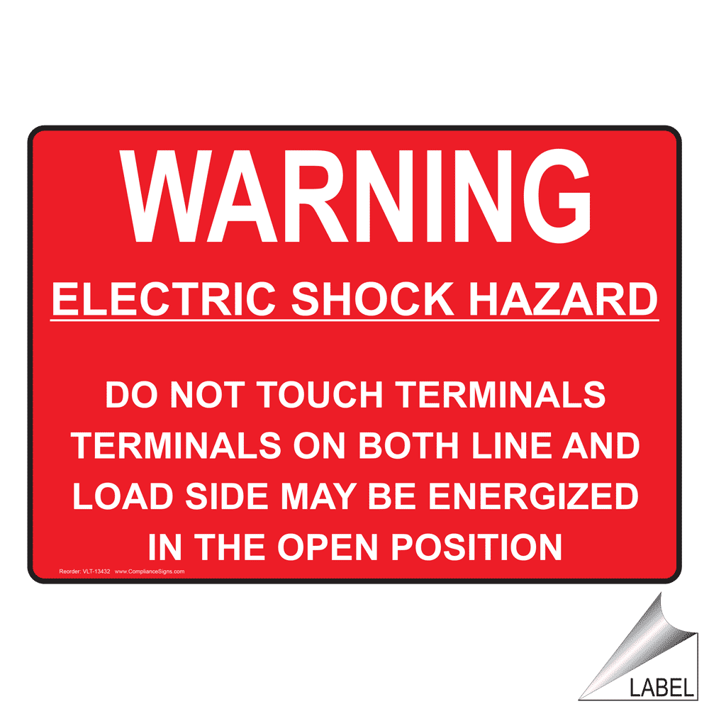 NEC Electric Shock Hazard Do Not Touch Terminals Label VLT-13432