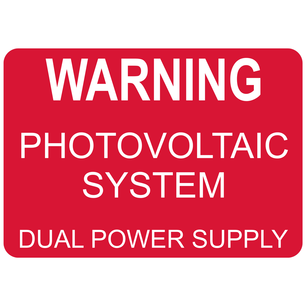 NEC Photovoltaic System Dual Power Engraved Sign EGRE-13292-WHTonRed