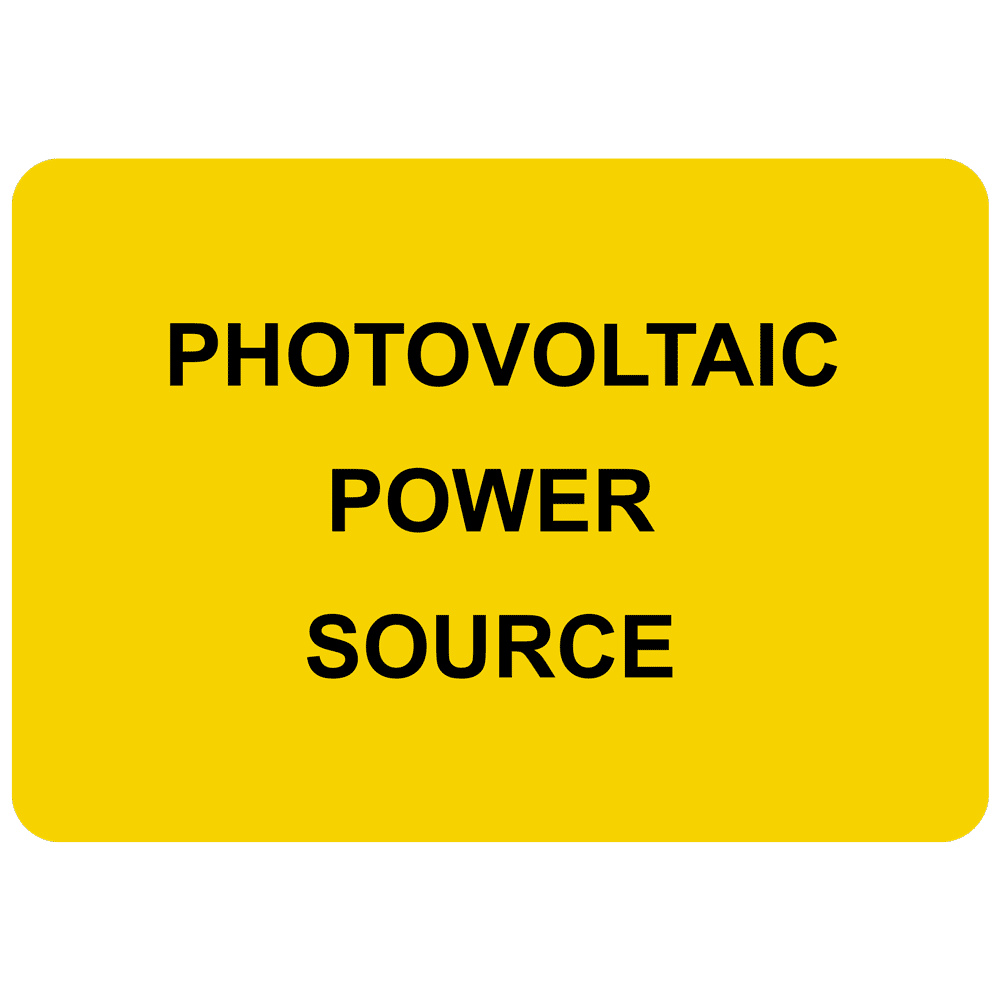 NEC Photovoltaic Power Source Engraved Sign EGRE-16246-BLKonYLW
