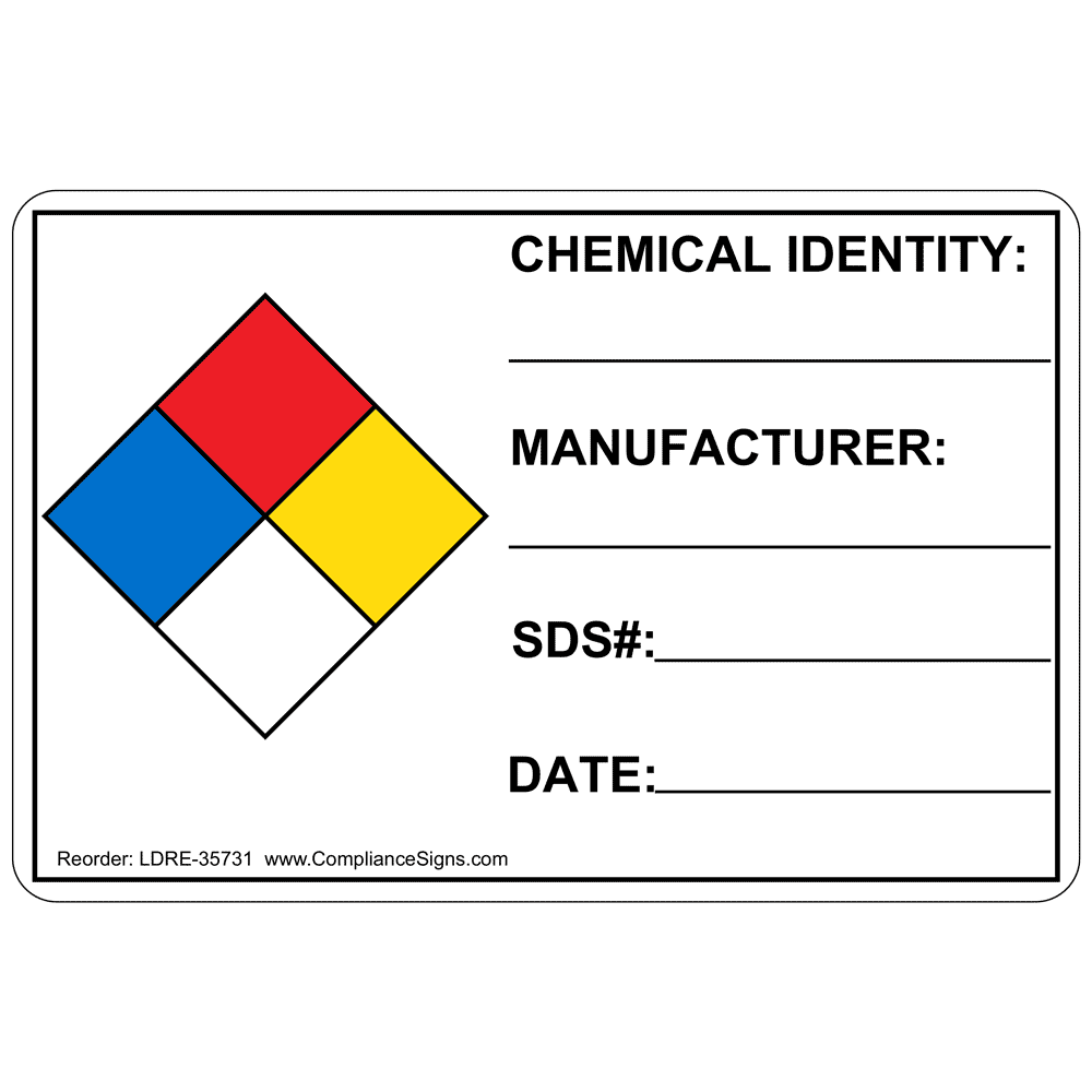 NFPA 704 Chemical Identity Manufacturer SDS Roll Label LDRE-35731