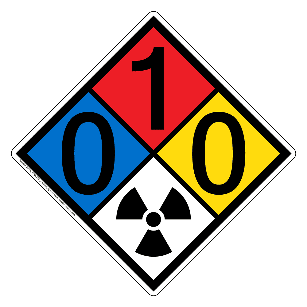 NFPA Diamond 0 1 0 Radiation Symbol Hazard Label Signs