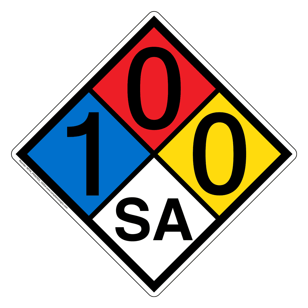 NFPA Diamond 1 0 0 SA Hazard Label Signs Asphyxiant nfpa-diamond-1-0-0-sa-hazard-label-signs-asphyxiant