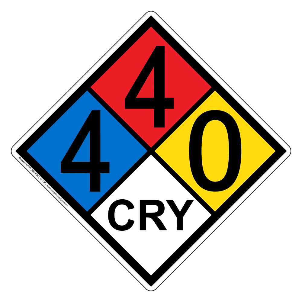 NFPA Diamond 4 4 0 CRY Hazard Label Signs Cryogenic NFPA Diamond 4 4 0 CRY Hazard Label Signs Cryogenic