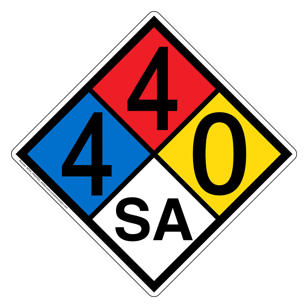 NFPA Diamond 4 4 0 SA Hazard Label Signs Asphyxiant